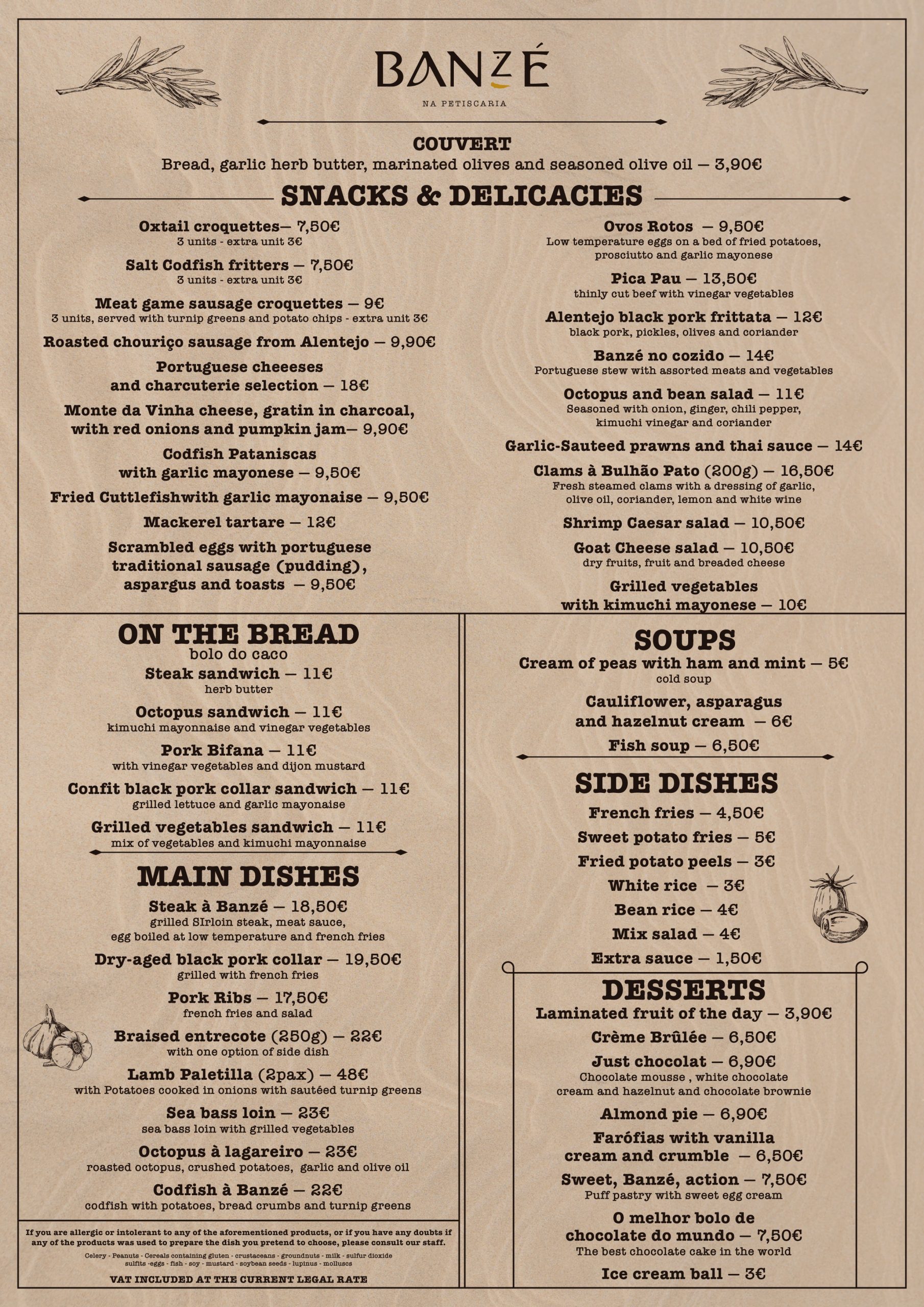 Menu - Banzé na Petiscaria