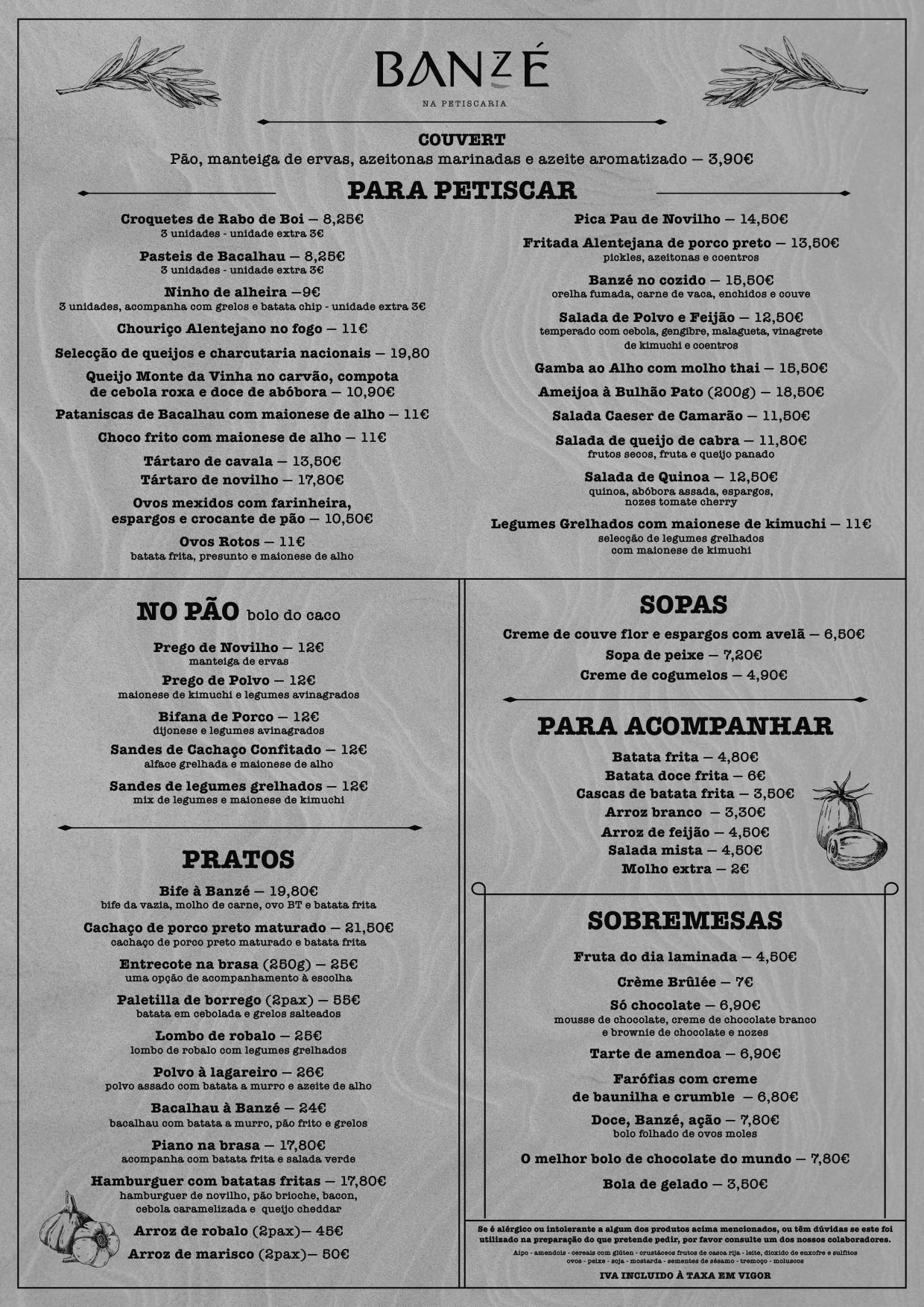 Menu - Banzé na Petiscaria